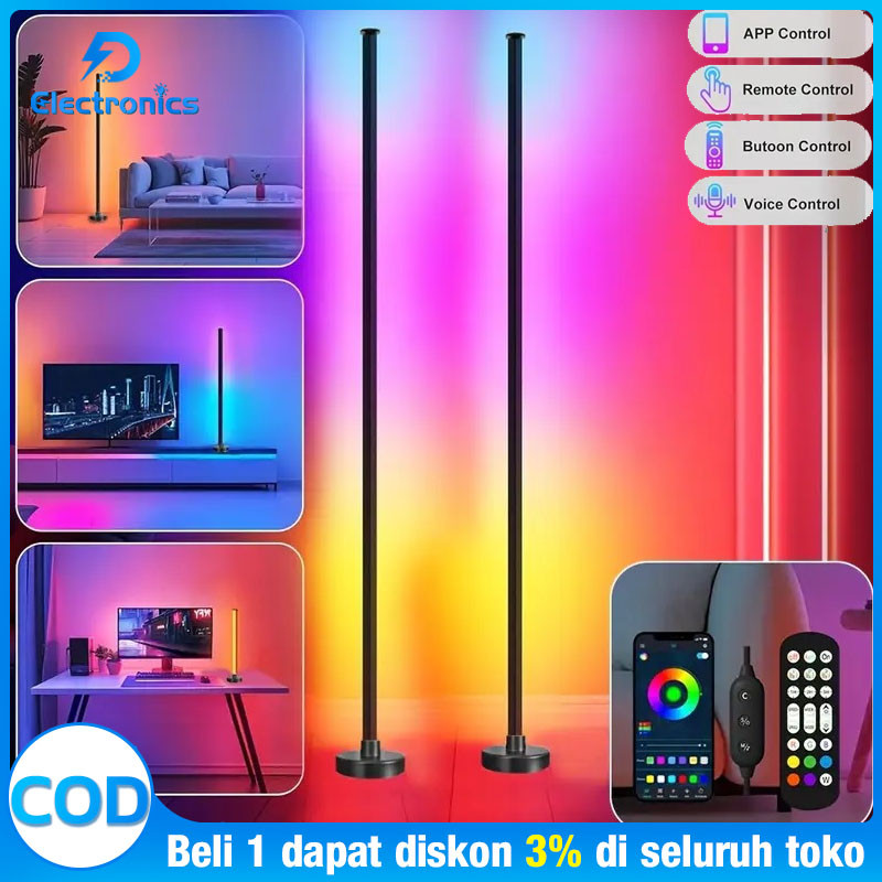 Jual Lampu RGB Stand Sudut Lantai Minimalis / Standing Side Floor Lamp ...