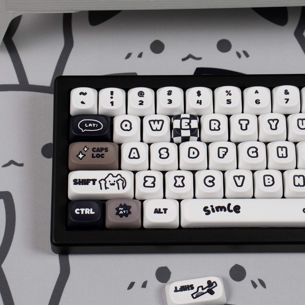 Jual Yongqiu Lucu Keycaps Kucing&Anjing Hitam Putih MOA profil PBT Dye ...
