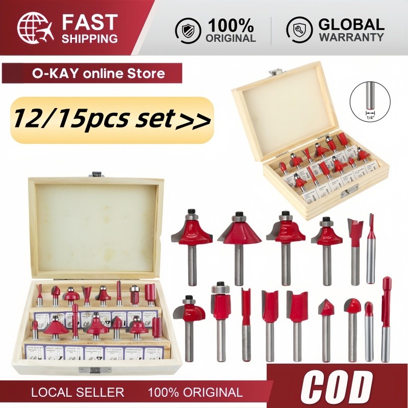 Jual O-KAY Set Mata Profil Router 15 Pcs 1/4" - Alat Pembentuk Kayu ...