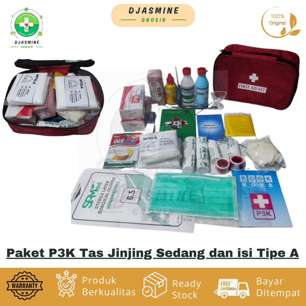 Jual Paket P3K Tas Jinjing Sedang Plus dengan Isi Tipe A / P3k K3 First ...