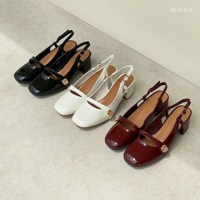 Jual MINKA Rose Mary Jane Block Heels 5cm Square Toe Sepatu Heels ...