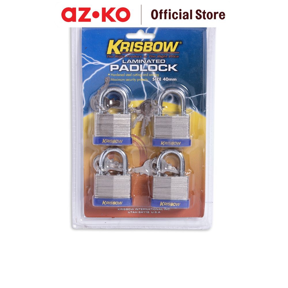 Jual AZKO Krisbow Set Gembok Besi Laminasi Dengan Kunci 4 cm 4 Pcs ...