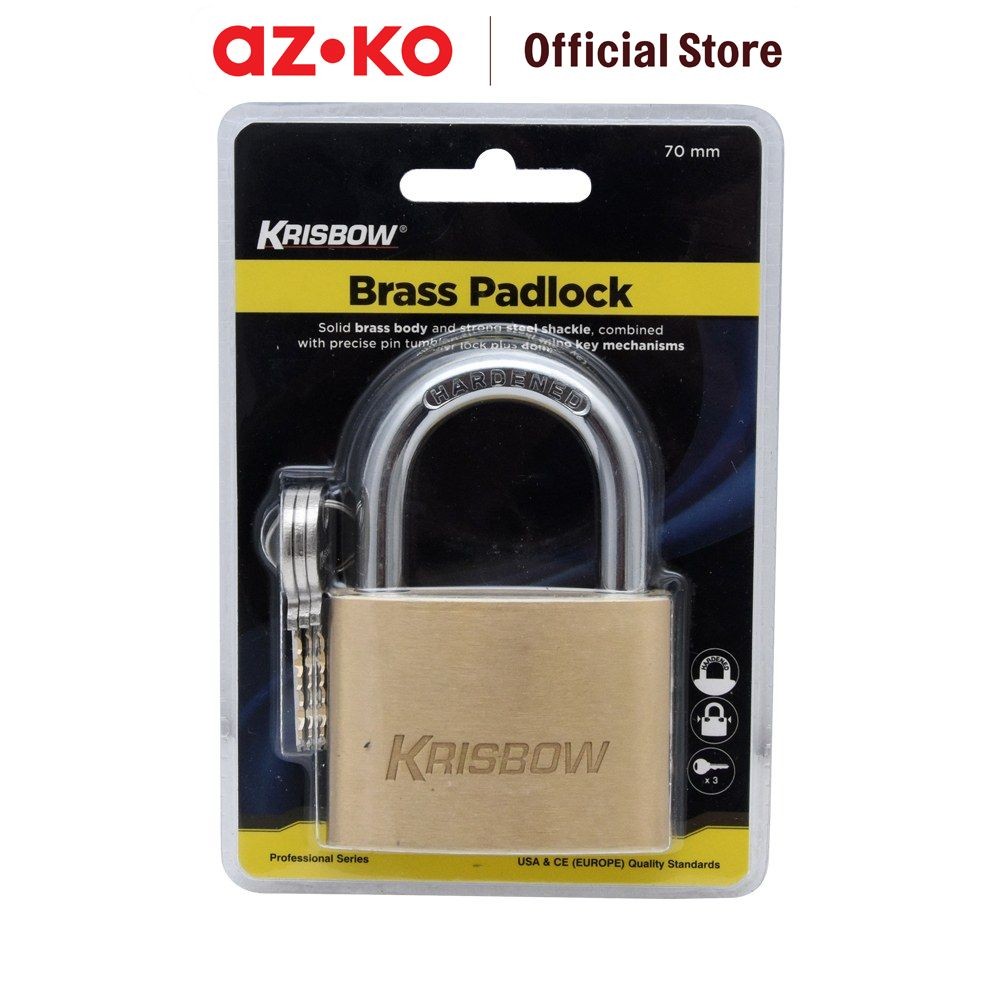 Jual AZKO Krisbow Gembok Kuningan 7 cm Steel Padlock Besi Gembok Pintu ...