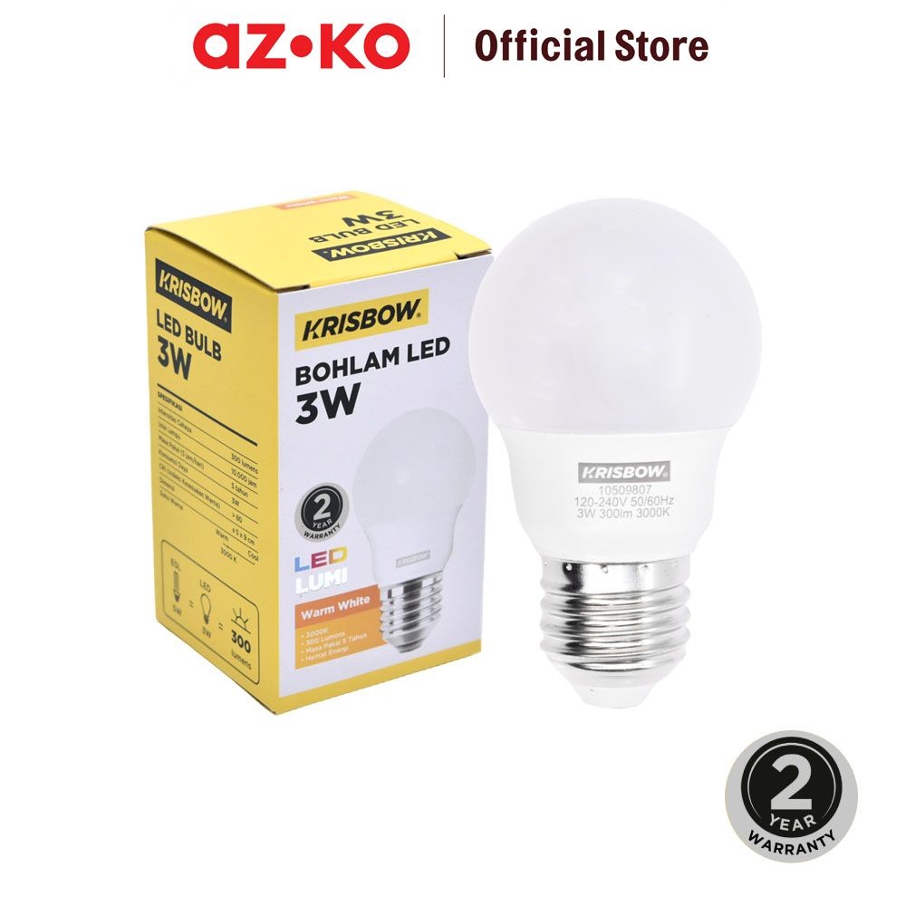Jual AZKO Krisbow Lumi Bohlam Led 3 watt - Warm White Bulb Lampu Indoor Outdoor Light Led Light ...