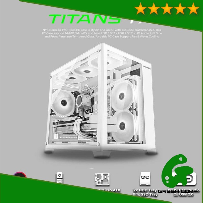 Jual Case PC NYK Nemesis Titans T75 White PC CASING GAMING | Shopee ...