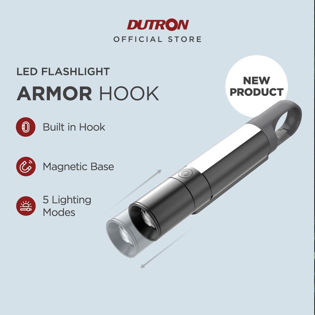 Jual DUTRON Armor Hook Senter LED Alumunium 5 Mode Cahaya 20 Watt ...