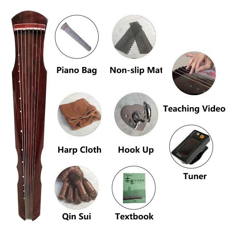 Jual 7 Strings Handmade Guqin Instrument 123cm Black Brown Fuxi Guqin ...