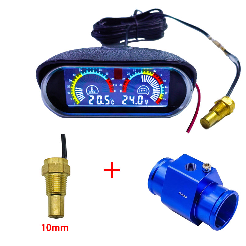 Jual 12V 24V Digital Water Temperature Gauge + Volt Water Temperature ...