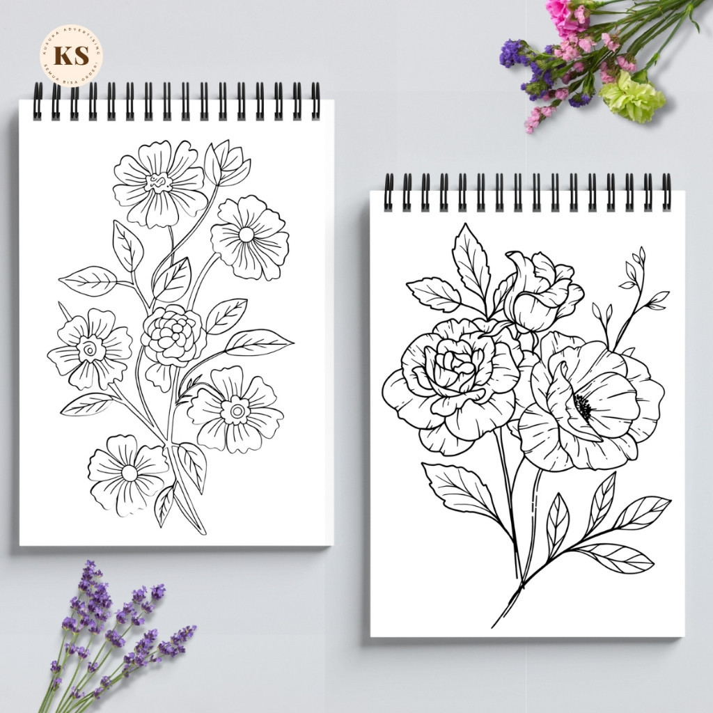 Jual WATERCOLOR BOOK TEMA FLOWER COLD PRESS 300GSM Buku Sketsa Mewarnai ...