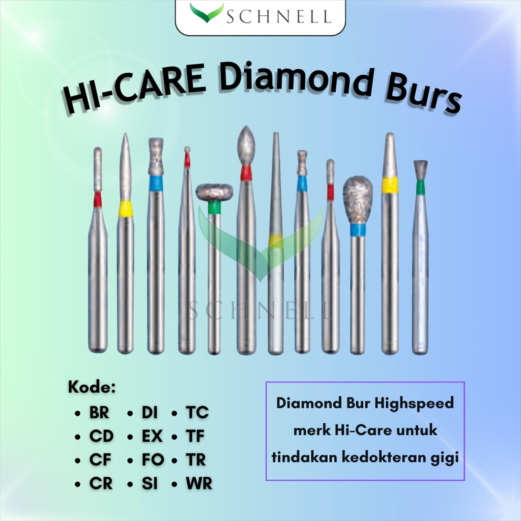 Jual Diamond Bur Dental Highspeed/Bur Preparasi Gigi/High Speed Burs - HI-CARE Original | Shopee ...