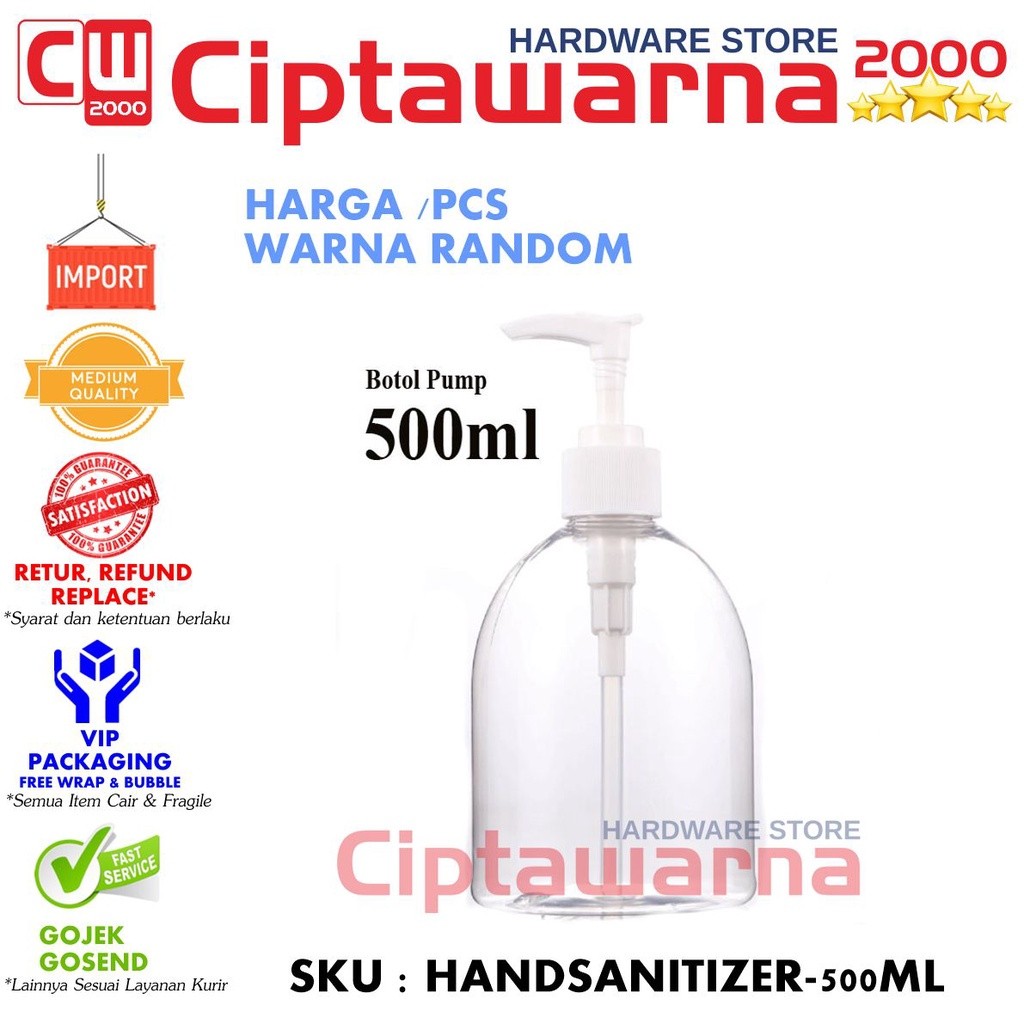 Jual Botol Pump 500ml / Botol Hand Sanitizer / Botol Sabun - CW2 ...