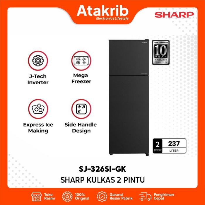 Jual SHARP KULKAS 2 PINTU SJ-326SI-GK J-Tech Inverter Series 237 Liter ...