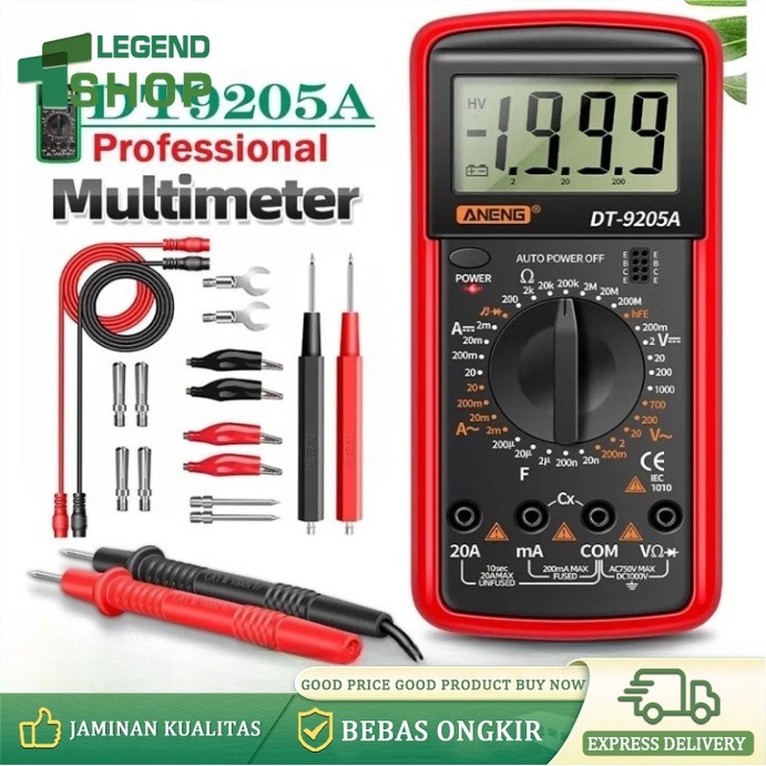 Jual DT-9205A Multimeter Avometer Multitester Digital DC AC Diode TR ...