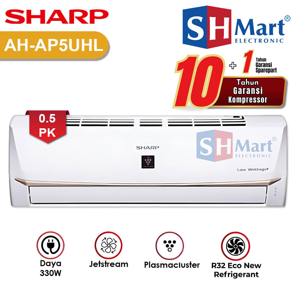 Jual AC SHARP 1/2 PK AH-AP5UHL LOW WATT ION PLASMACLUSTER GARANSI RESMI | Shopee Indonesia