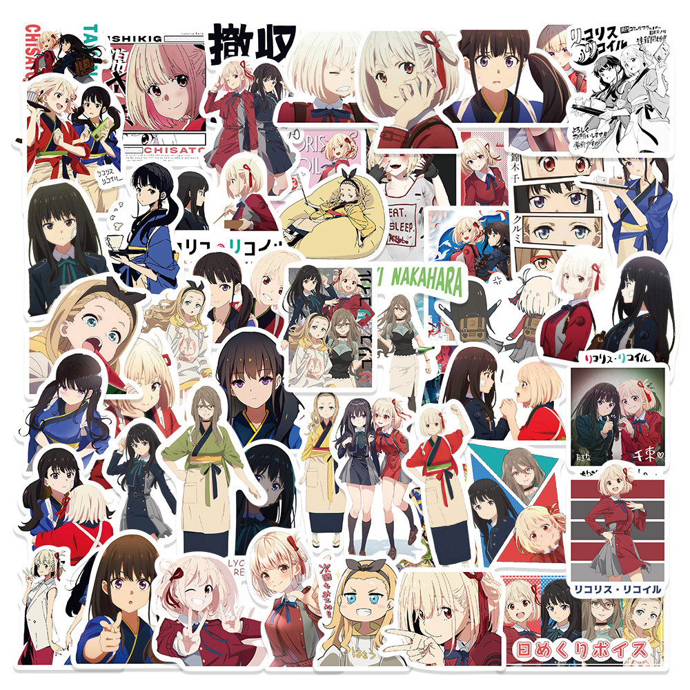 Jual 10/30/50pcs Cartoon Lycoris Recoil Anime Stickers Kawaii Nishikigi ...