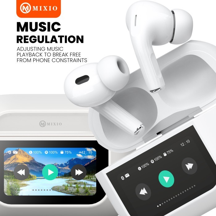 Jual MIXIO MT-08 LCD ANC TWS Bluetooth Headset Eahone Touch Screen V5.4 ...