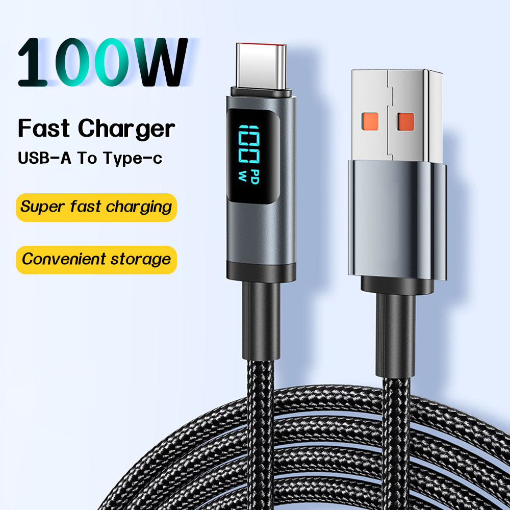 Jual 1.2m Kabel Data Type-C TO Type-C 100W PD Fast Charge LED Display ...