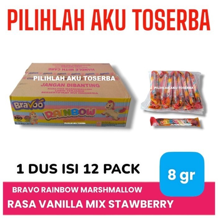 Jual BRAVOO Rainbow Marshmallow MIX STRAWBERRY - ( HARGA 1 DUS ) | Shopee Indonesia