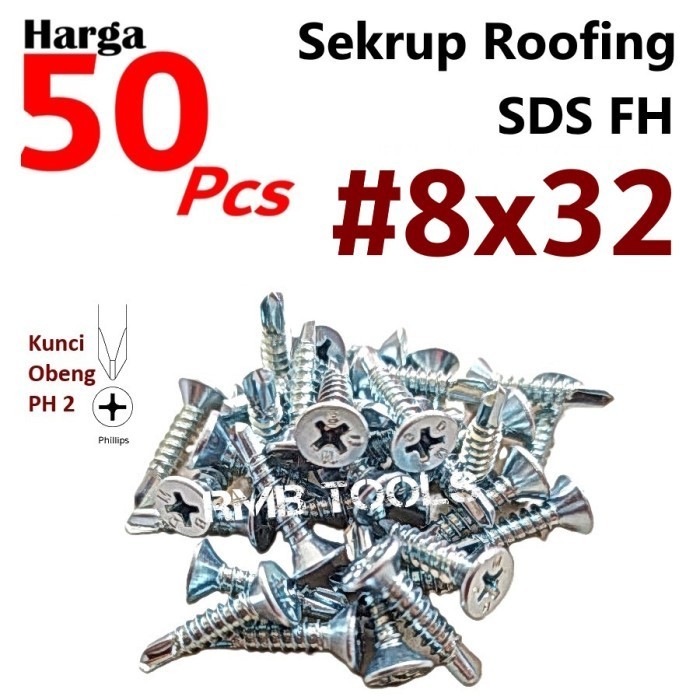 Jual Baut Sekrup SDS Roofing FH 8x32 / Skrup 8x1-1/4 inch Baja Ringan ...