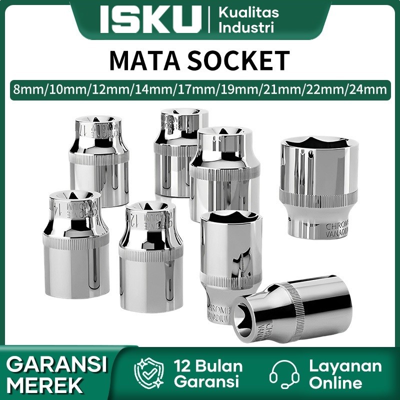 Jual Isku Mata Sok 1/2 6pt Mata Shock Cr-V Impact Socket 22 Kualitas Tinggi Mata Shock/Mata Sok ...