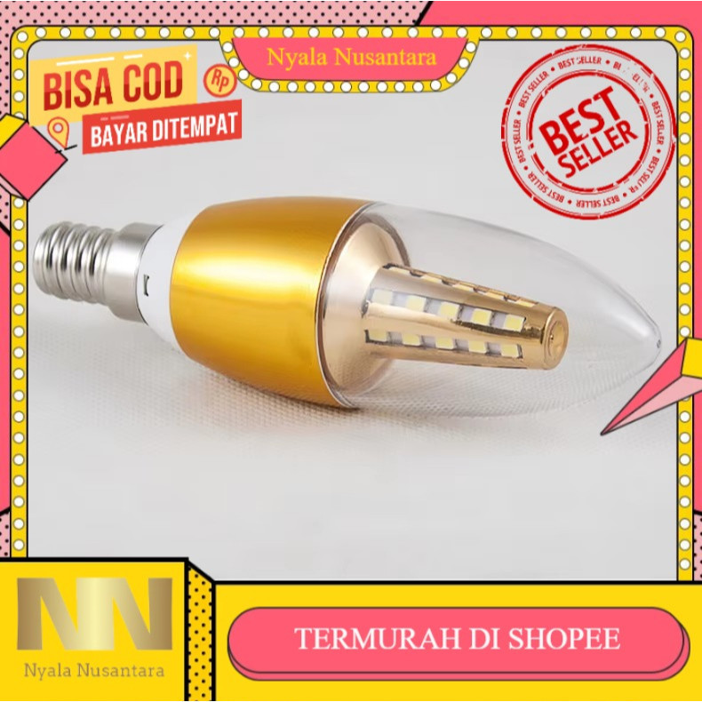 Jual LAMPU LED CANDLE LILIN 5 WATT FITTING E27 / E14 / LAMPU HIAS DEKORASI | Shopee Indonesia