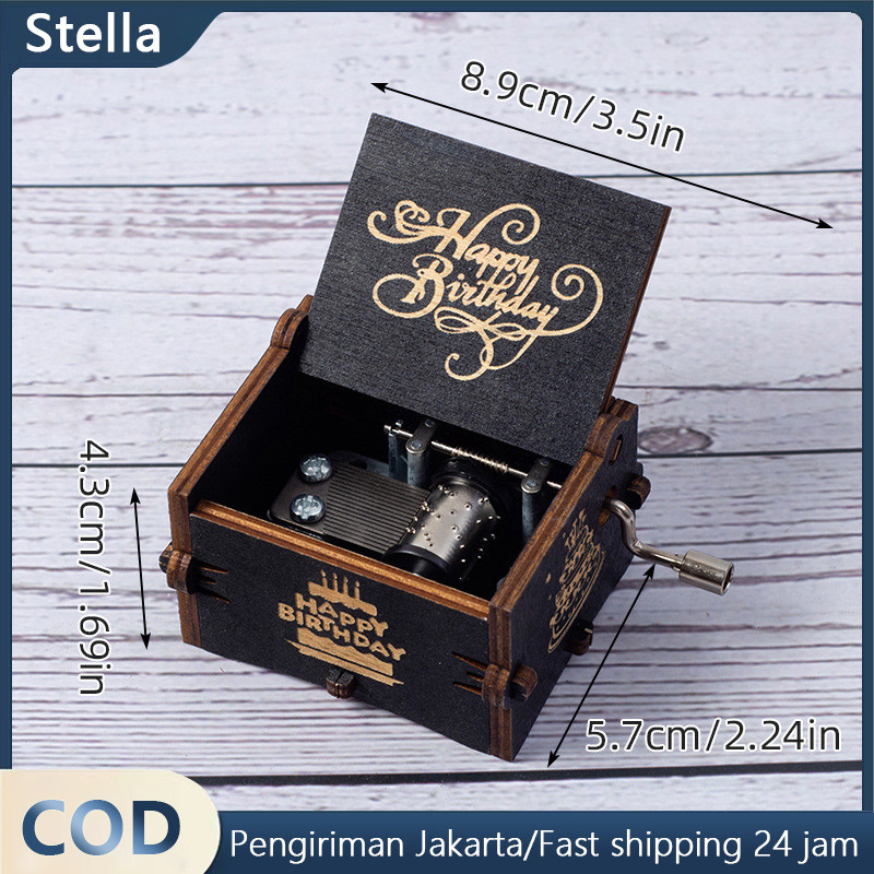 Jual Kotak Musik Kayu Lagu Selamat Ulang Tahun Engkol tangan Kotak ...