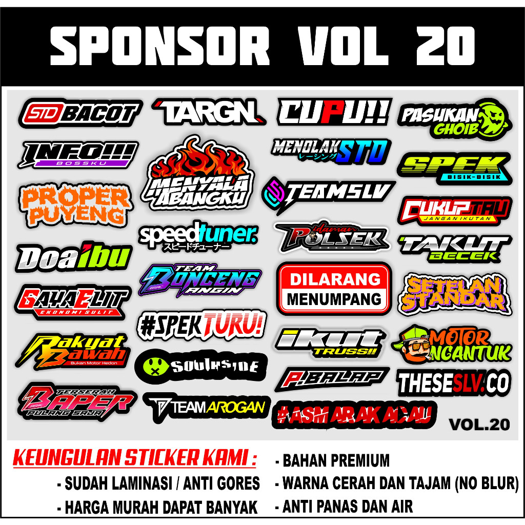 Jual STIKER SPONSOR PACK BRAND LOGO TERKENAL VIRAL STICKER AESTHETIC ...