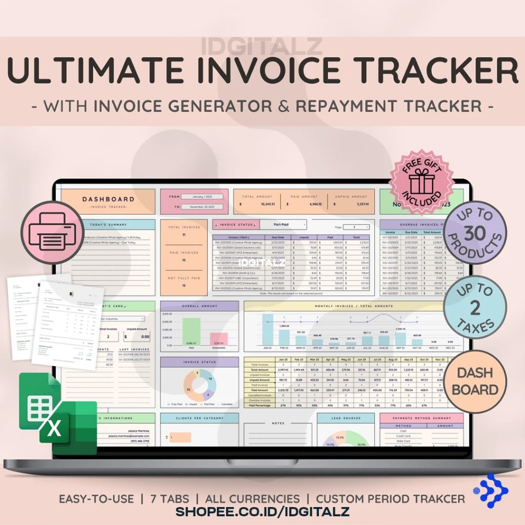 Jual [T0136] Ultimate Invoice Tracker - Template Penagihan Bisnis Kecil ...