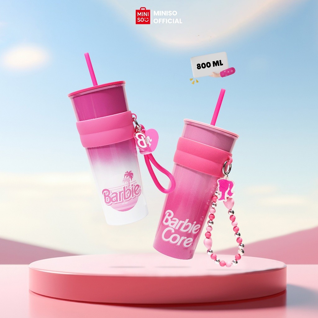 Jual RT45RF Miniso X Barbie Series Botol Minum Stainless steel Straw ...