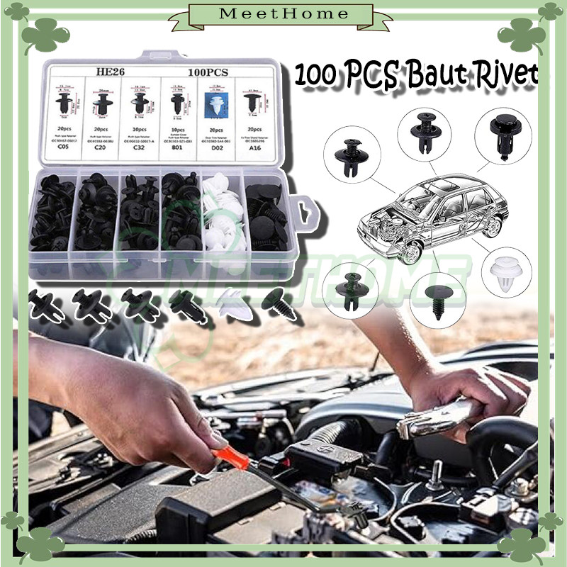 Jual 100pcs Universal Klip Bumper Baut Body Plastik Mobil Push Retainer ...