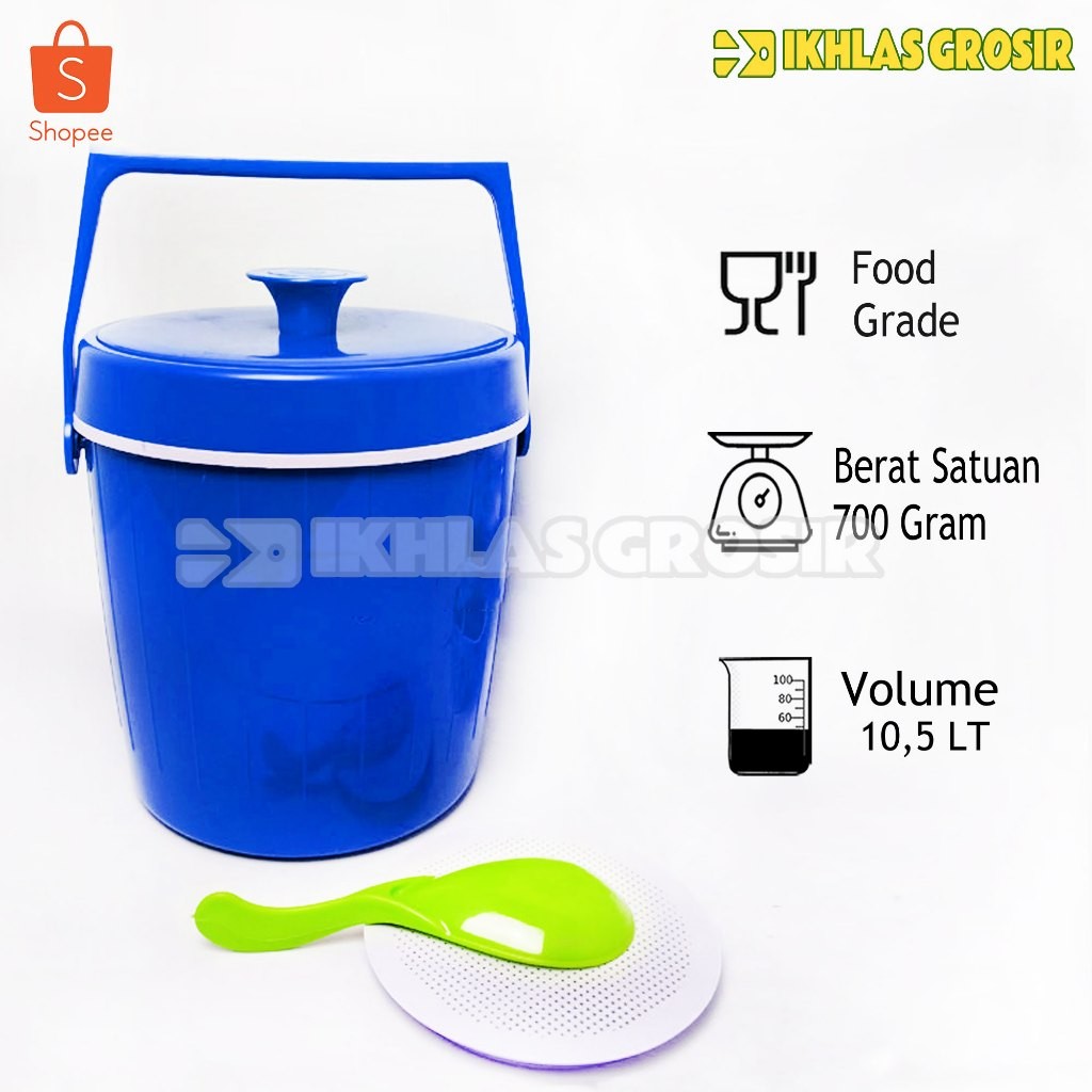 Jual TERMOS ES 10,5 LITER / RICE BUCKET/ WADAH NASI BESAR + SARINGAN ...