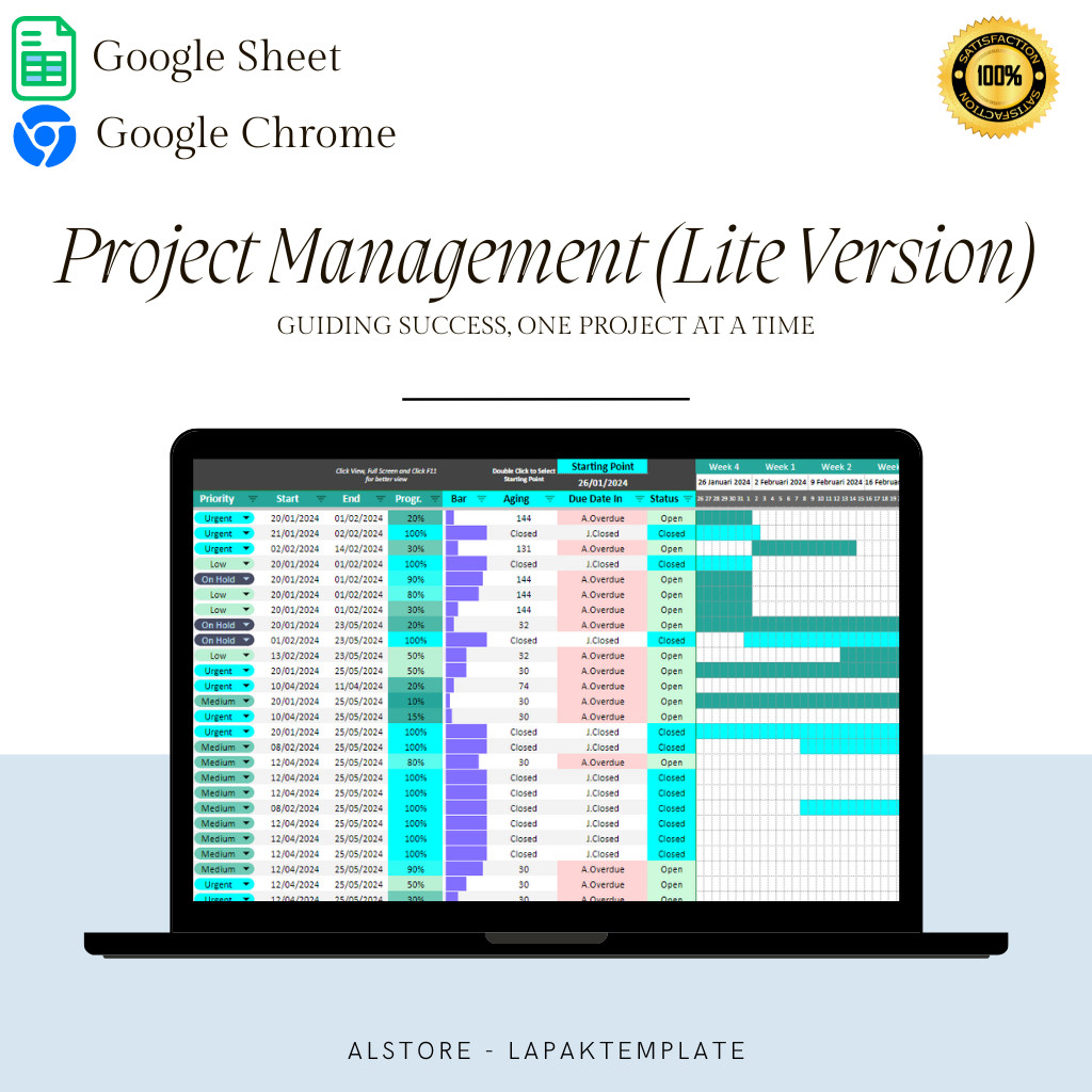 Jual Template Project Management (Lite Version/Versi Sederhana) - Timeline Project - Project ...