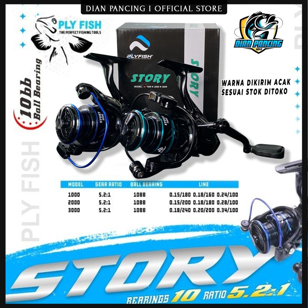 Jual Reel Pancing Plyfish Story Spinning Allumunium Spool Normal Handel ...