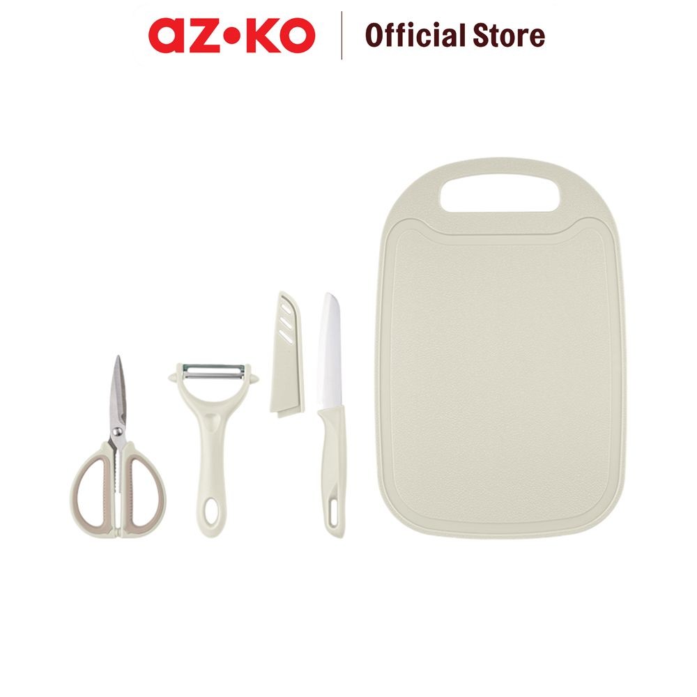 Jual AZKO Culinart Set 4 Pcs Pisau Dapur Dengan Talenan - Putih Knife ...