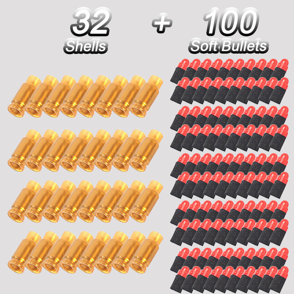 Jual 100 Soft Foam Bullets + 32 Shells For Glock Toy Gun Colt Pistol ...