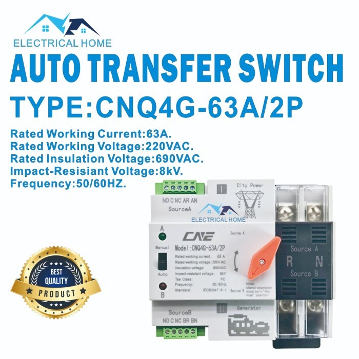 Jual Automatic Transfer Switch 2P 63A MCB Tipe ATS Dual Power | Shopee Indonesia