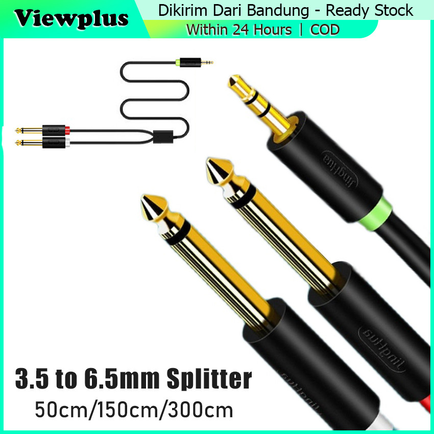 Jual Kabel Audio Aux Y Splitter 3.5mm Male to 2x 6.5mm Male | Shopee Indonesia