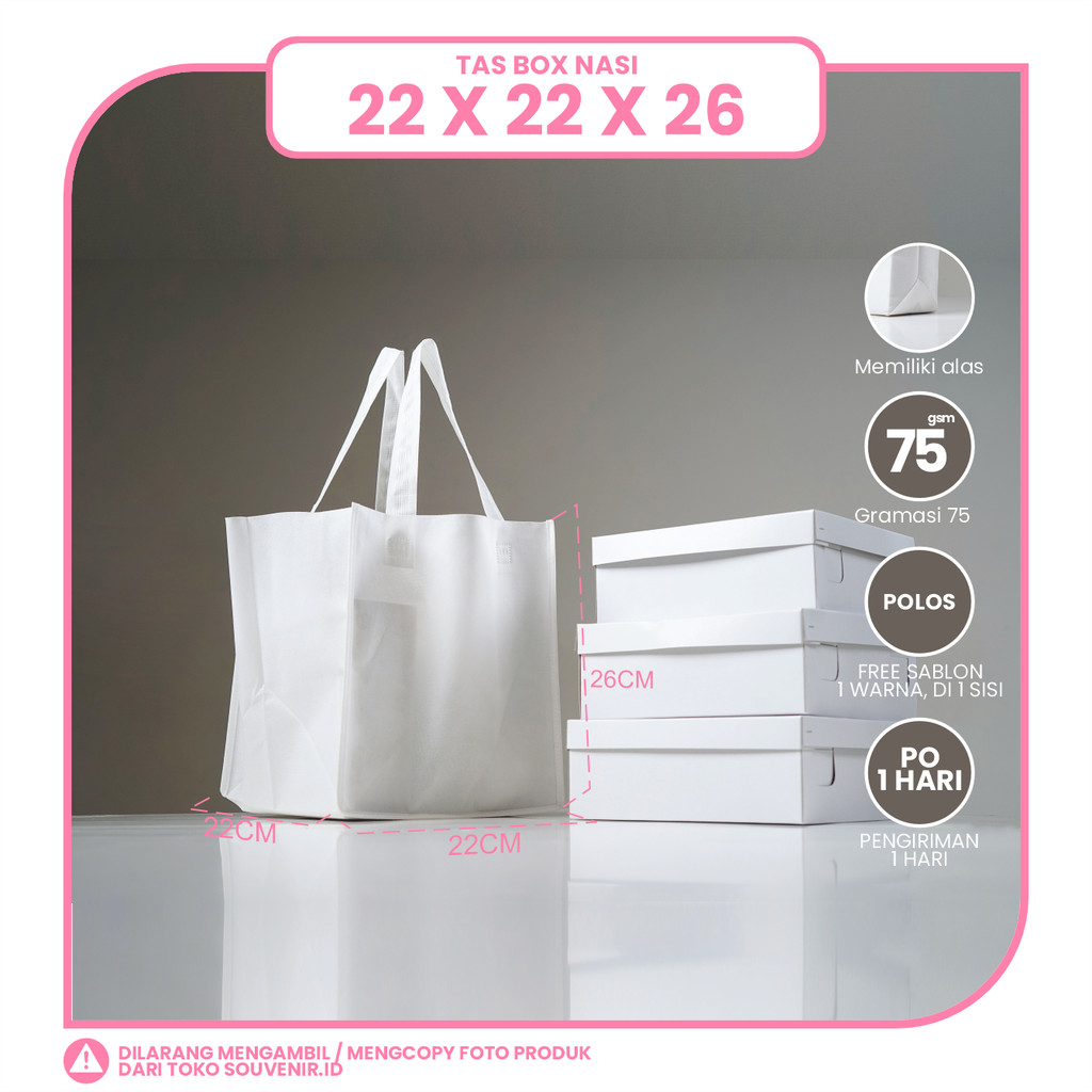 Jual TAS SPUNBOND BOX NASI 22X22X26 (POLOS) | Shopee Indonesia