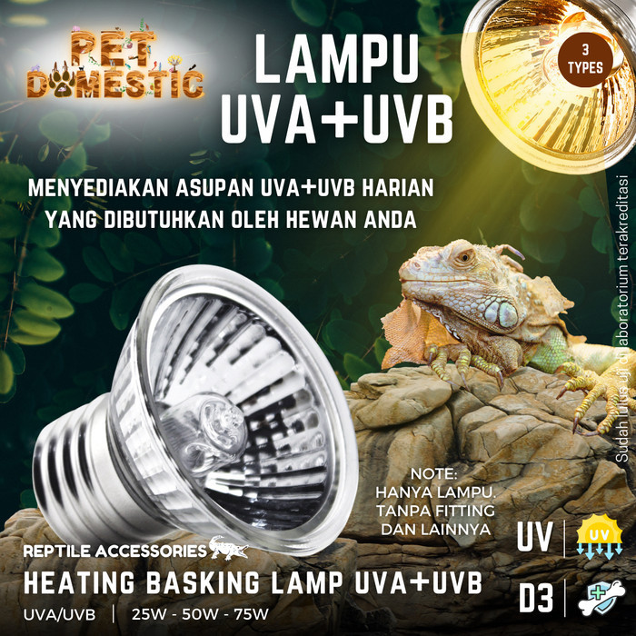 Jual Lampu UVA UVB Reptil 25 50 75 Watt Pemanas Penghangat UV Reptile Kura Kura Air Brazil ...