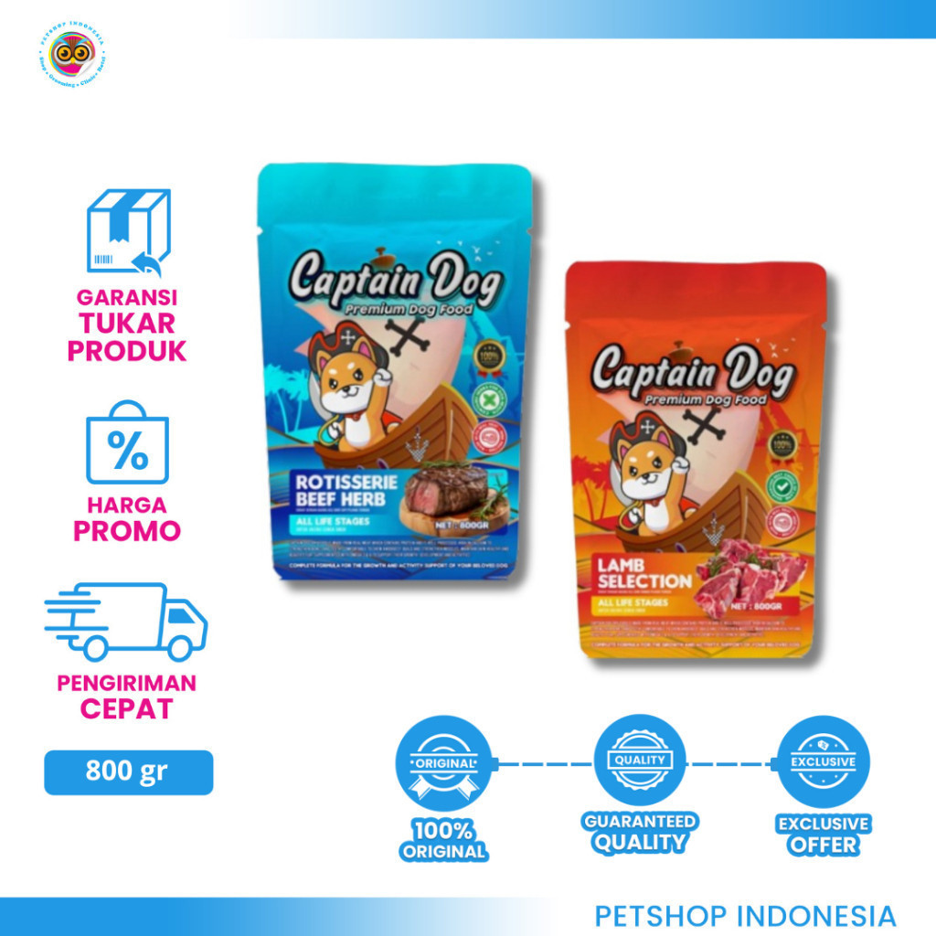 Jual Captain Dog Dry Food All Life Stage Repack 800gr - makanan anjing ...
