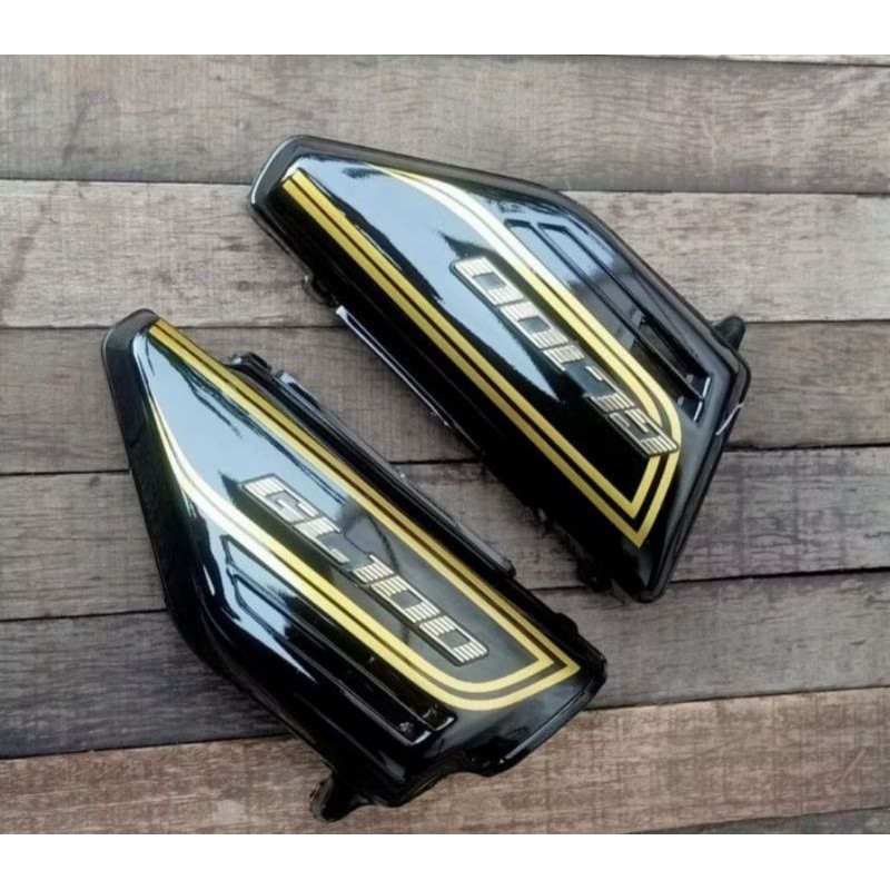 Jual Box aki gl 100 box aki honda gl 100 Hitam+ Striping Kuning ...