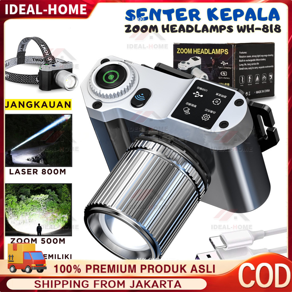 Jual Senter Kepala Led /lampu senter kepala / lampu depan tahan air sensor gerak/LED senter ...