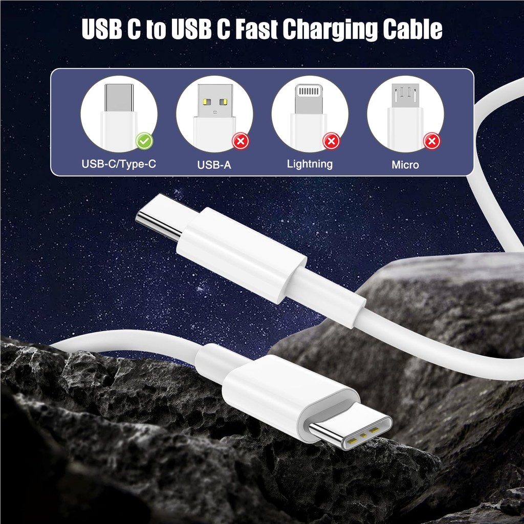 Jual 3-Pack [3.3FT+6.6FT+10FT] 60W USB C to USB C Cable, Fast Charging ...