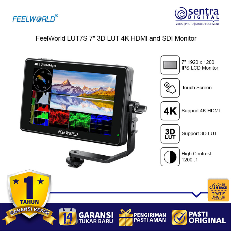 Jual FeelWorld LUT7S 7" inch 3D LUT 4K SDI & HDMI External Touchscreen ...
