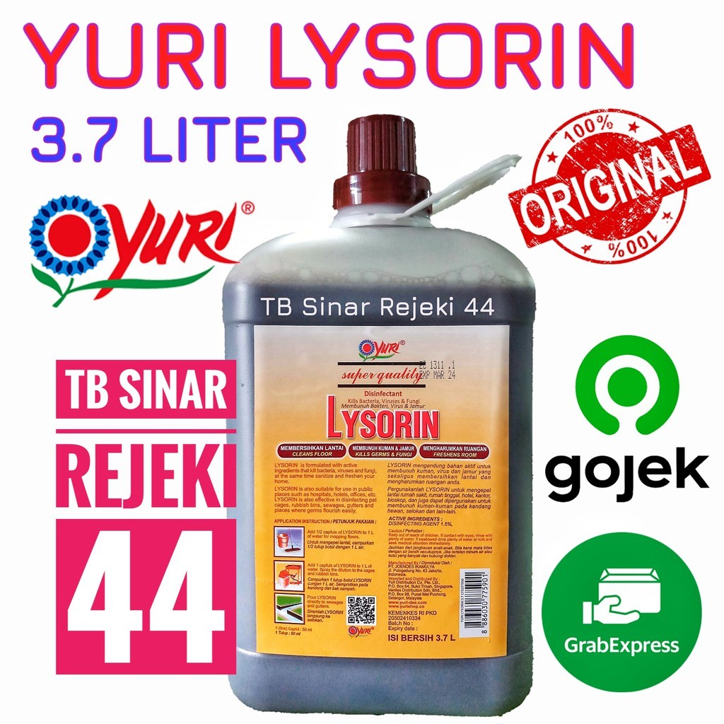 Jual TB Sinar Rejeki 44 YURI LYSORIN JERIGEN 3.7 LITER Cairan Karbol ...