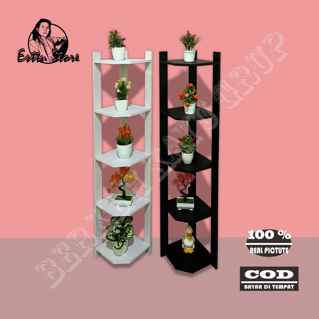 Jual Rak Bunga Sudut 5 Susun/Rak Bunga Pojok Lantai/Rak Bunga Kayu ...
