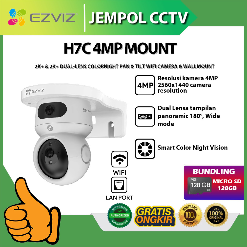 Jual EZVIZ H7C 4MP MOUNT 2K+ & 2K+ DUAL-LENS COLORNIGHT PAN & TILT WIFI ...