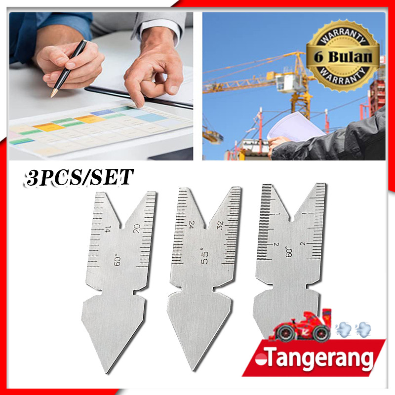 Jual 3pcs/set Center Gauge 55 / 60 Derajat / Mal Pahat Ulir Thread ...