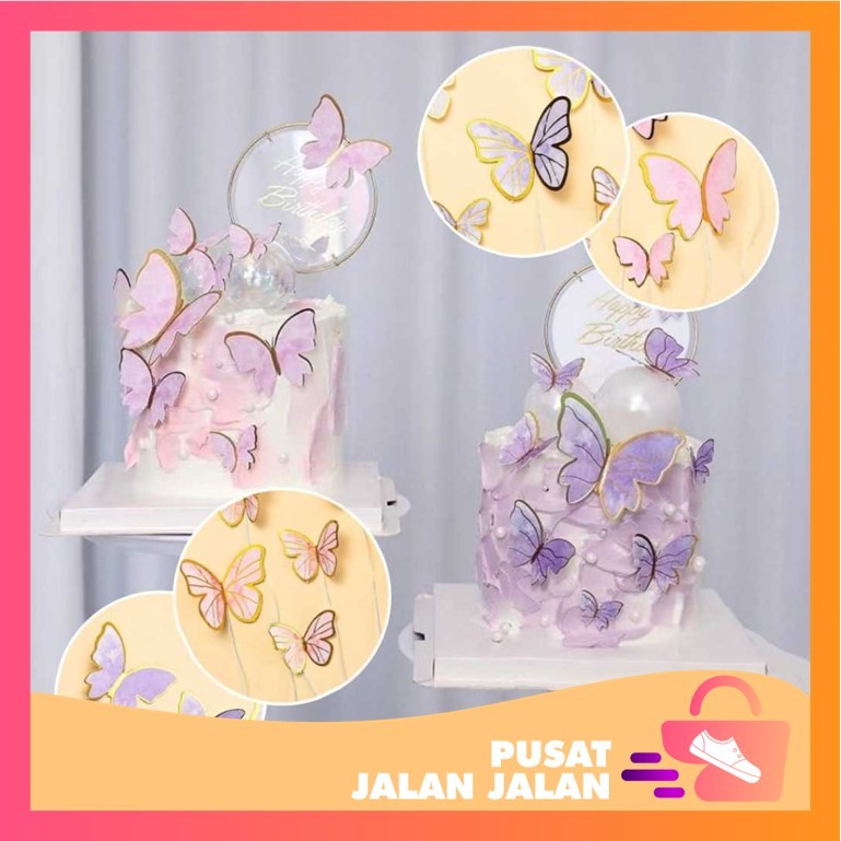 Jual PJJ - 6256 Cake Topper Motif Kupu Kupu / Buket Decoration Butterly ...