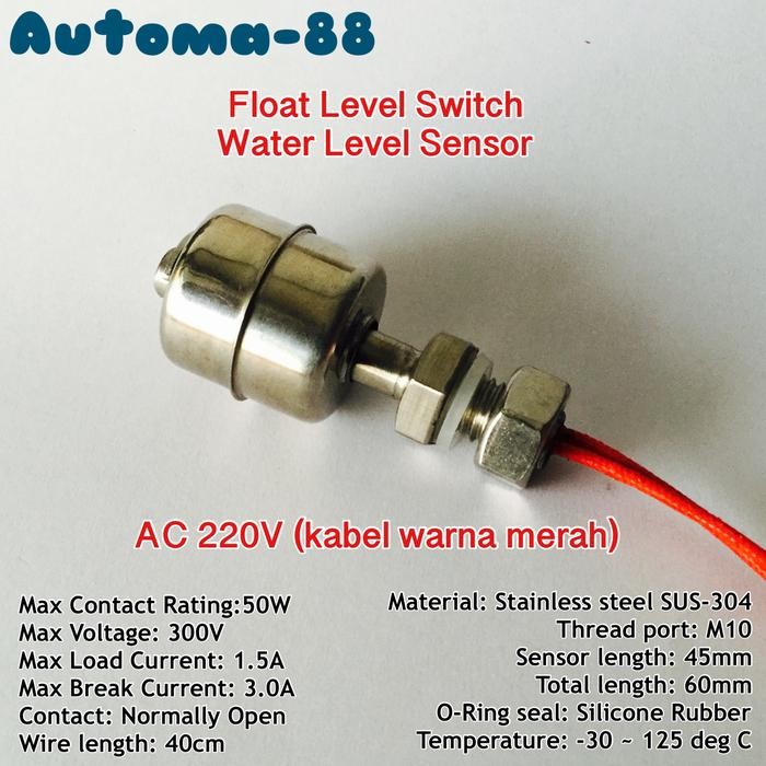 Jual LT68 - 220V Water Float switch lurus stainless 45mm 60mm sensor ...